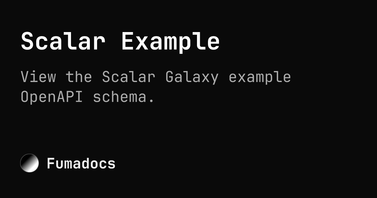 Scalar Example | Fumadocs